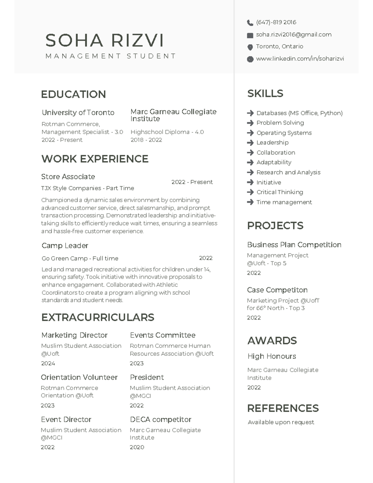 Black and White Simple Business School Graduate Corporate Resume ...