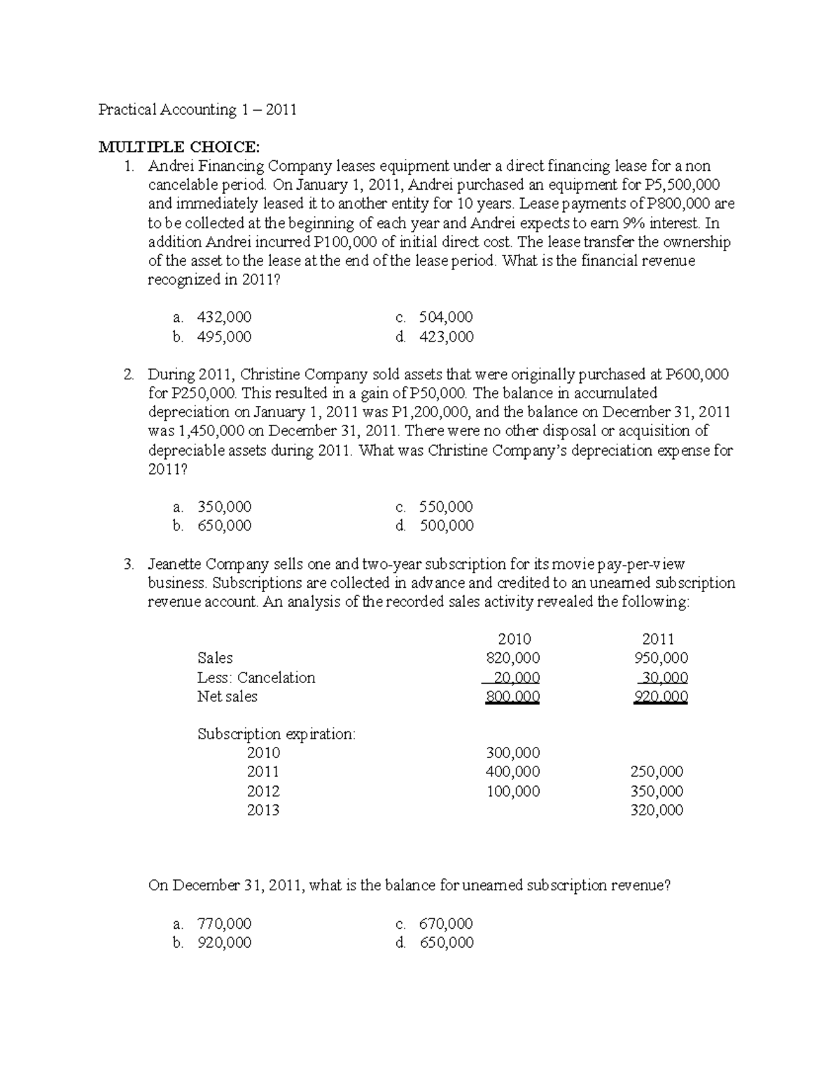 Sample/practice exam 17 May 2011, questions and answers - Practical ...