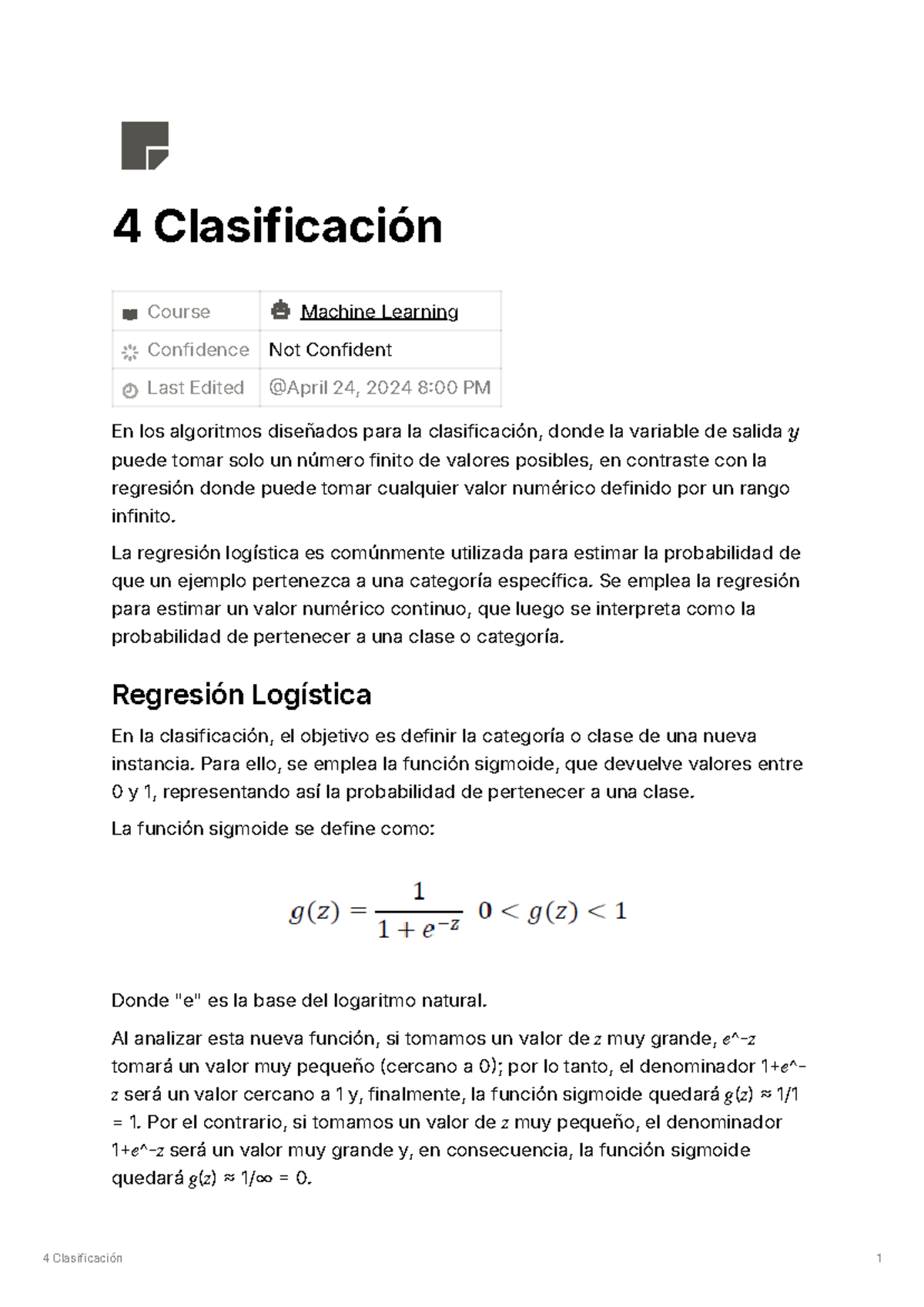 Resumen Clasificación - 4 Clasificación Course Machine Learning Confidence Not Confident Last ...