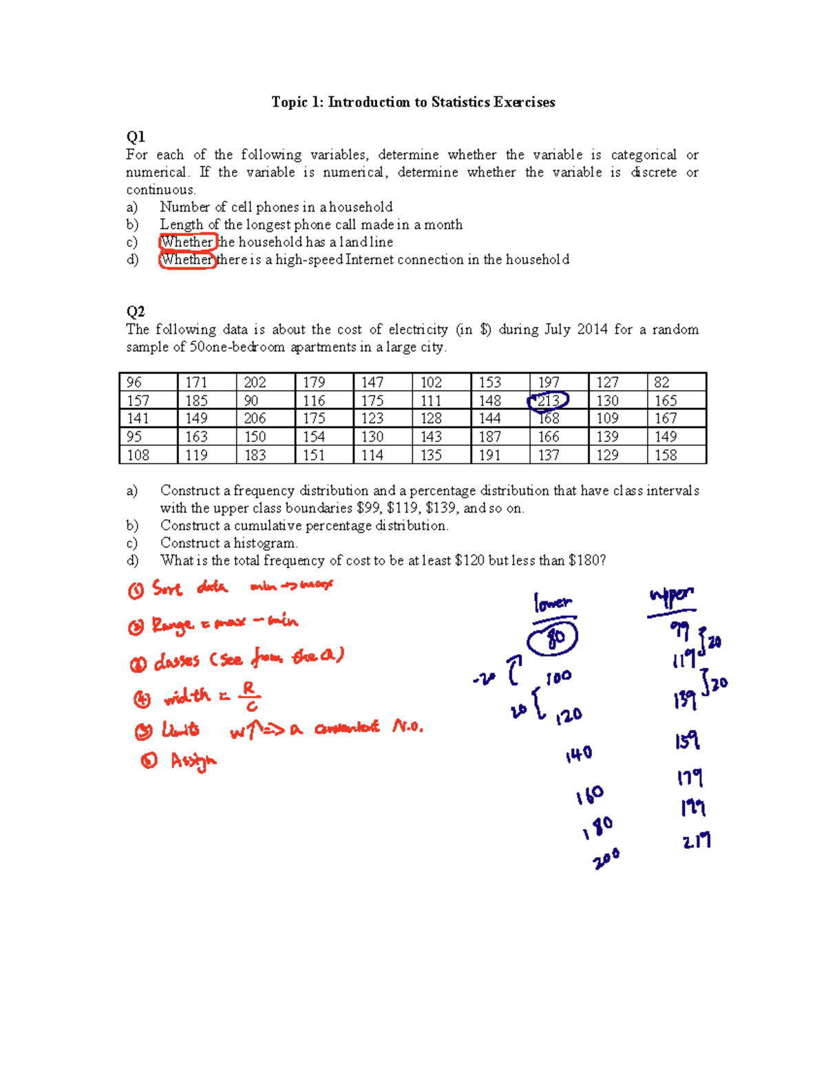 Tutor 1 - Topic 1: Introduction to Statistics Exercises Q For each of ...