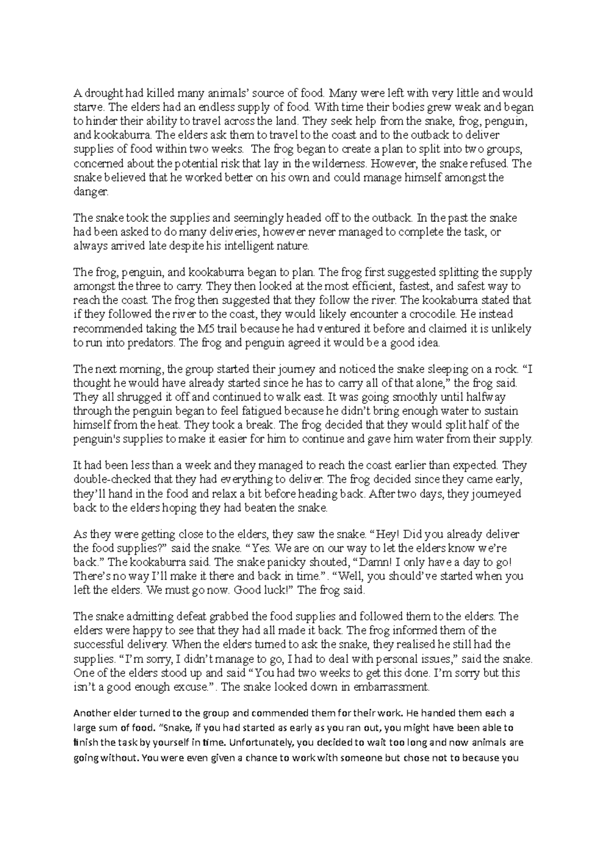 Engineering Communications Task 2A - Narrative Assessment - A drought ...