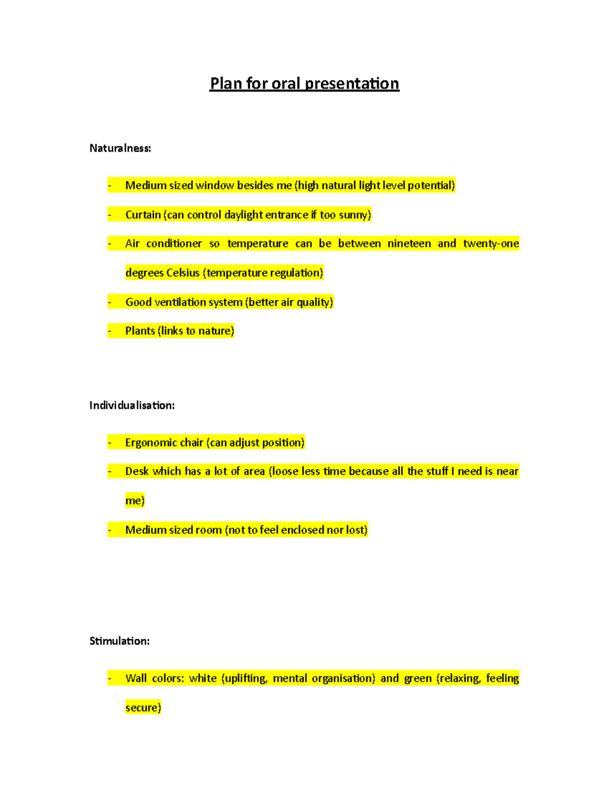Plan for oral presentation - Plan for oral presentation Naturalness ...