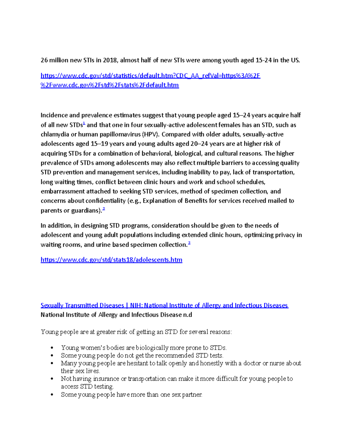 D025 Policy Brief Data - d025 wgu - 26 million new STIs in 2018, almost half of new STIs were ...