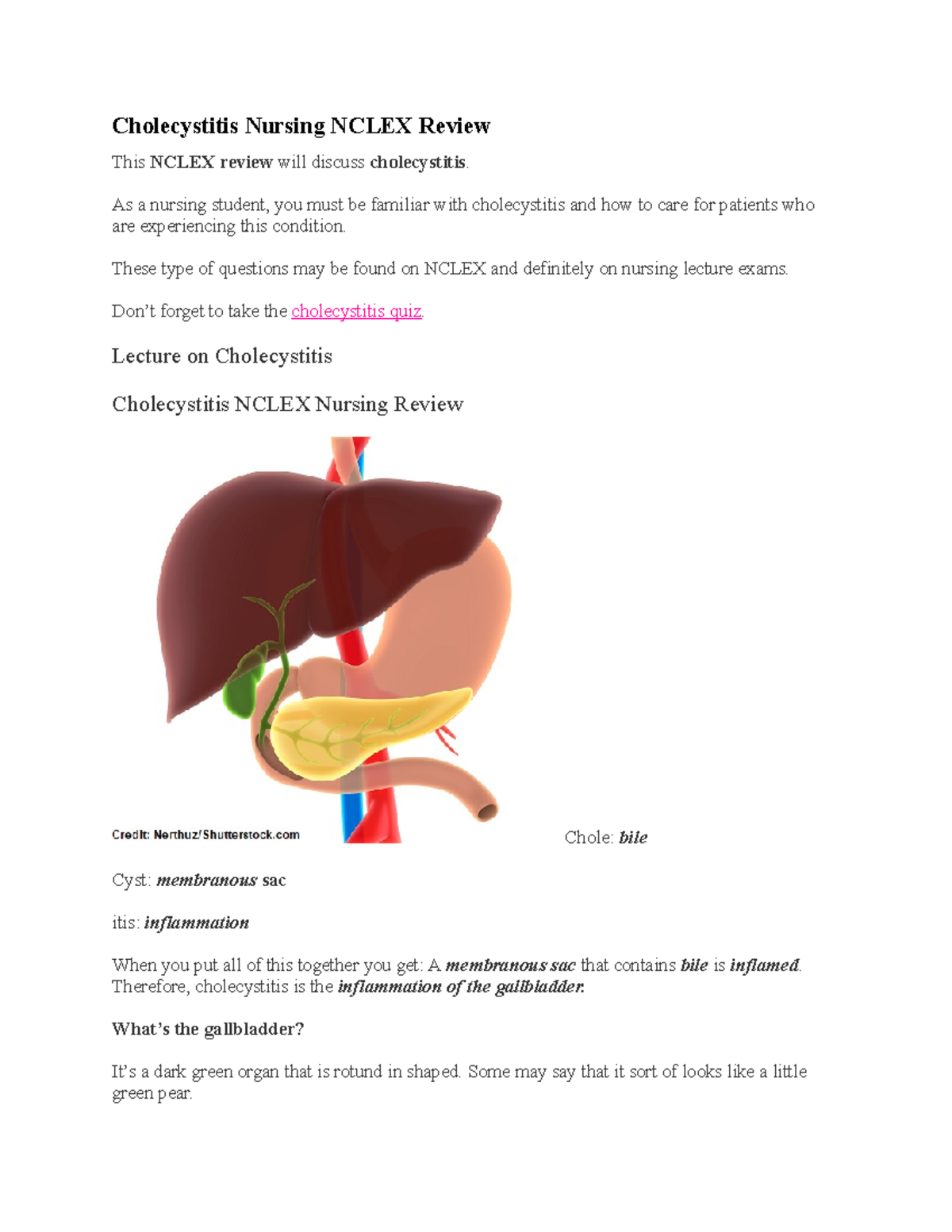 Cholecystitis Nursing Nclex Review - Cholecystitis Nursing NCLEX Review ...