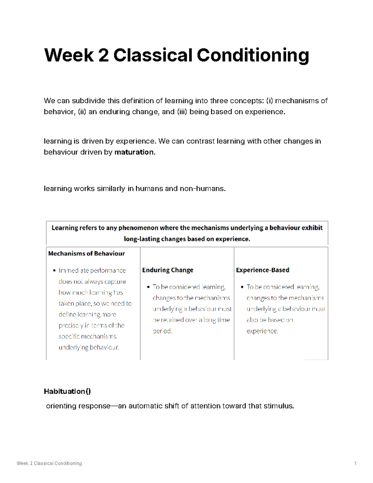 Week 2 Classical Conditioning - Week 2 Classical Conditioning We can ...
