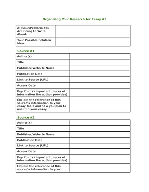 Exploratory essay organizer - Essay - Organizer This is to help you ...
