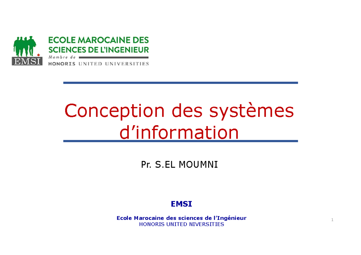 Part 1 Intro Merise - cfghjk - Conception des systèmes d’information Pr ...