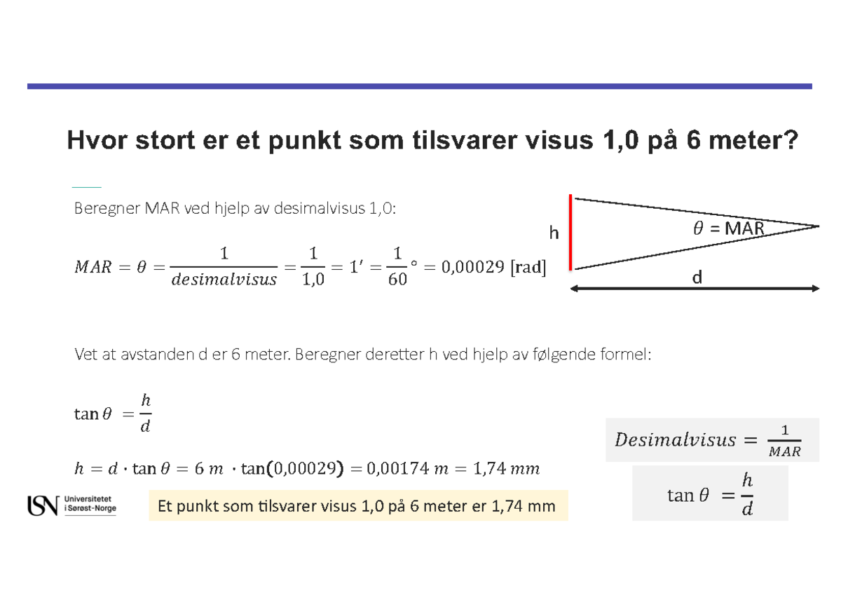 Visus-beregninger - Visus-beregninger.pdf - Hvor stort er et punkt som ...