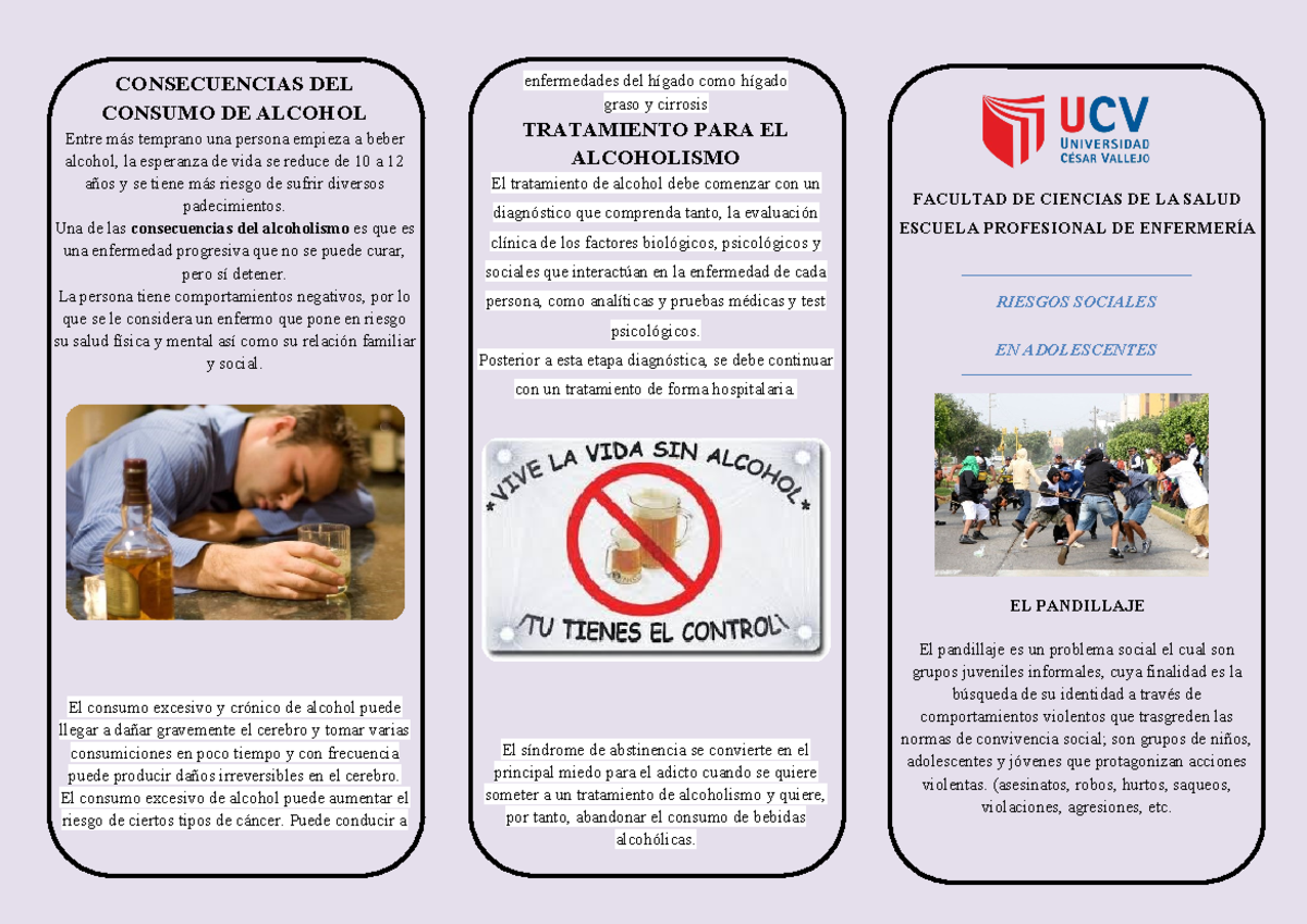 Triptico del Alcoholismo 2 - CONSECUENCIAS DEL CONSUMO DE ALCOHOL Entre ...