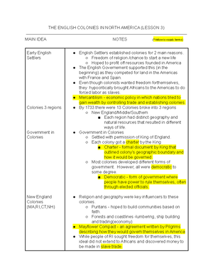 Grade 8 - Lesson 4 (Life in the Colonies) - LIFE IN THE COLONIES ...