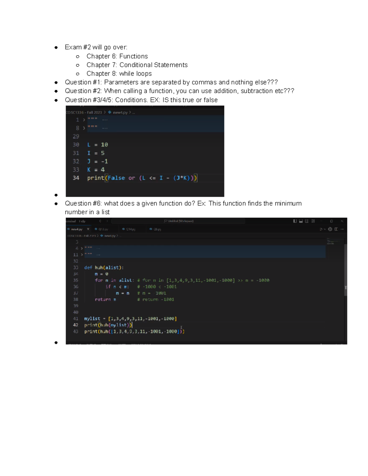 Cosc Test Review 2 Summary Introduction To Programming Cosc 1430 Exam 2 Will Go Over