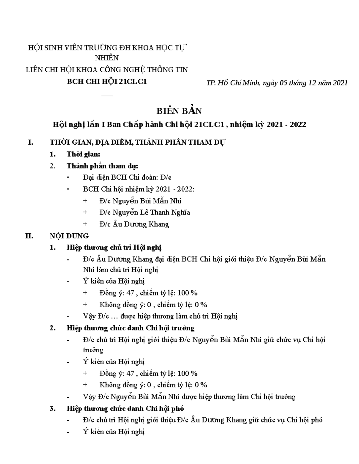 Bien ban Hoi nghi lan I - Lorem - H I SINH VIÊN TR NG ĐH KHOA H C TỘƯỜỌỰ NHIÊN LIÊN CHI H I KHOA ...