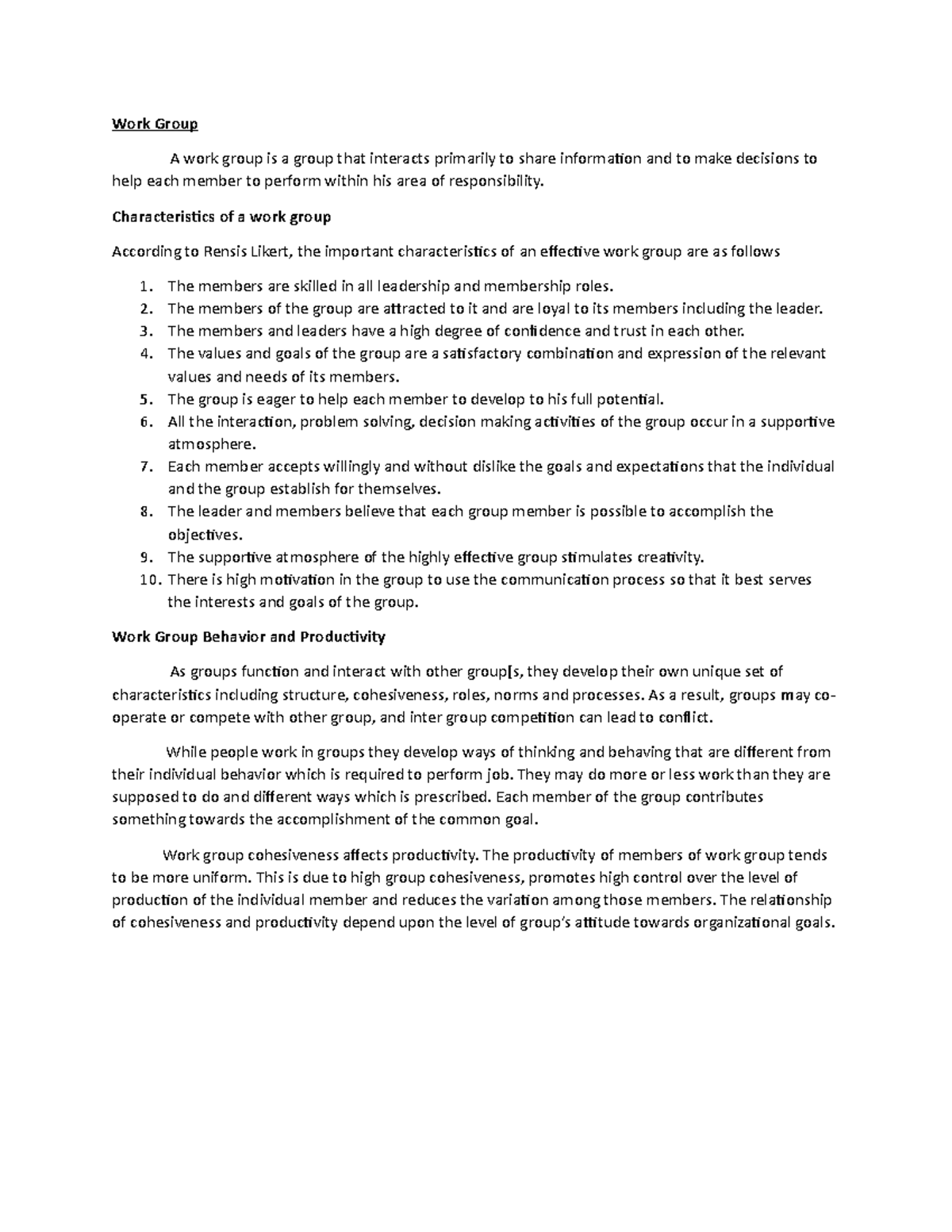 Work Group and Work Group Behavior - Work Group A work group is a group ...