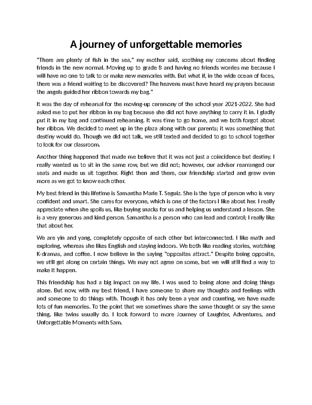 A journey of unforgettable memories - A journey of unforgettable ...