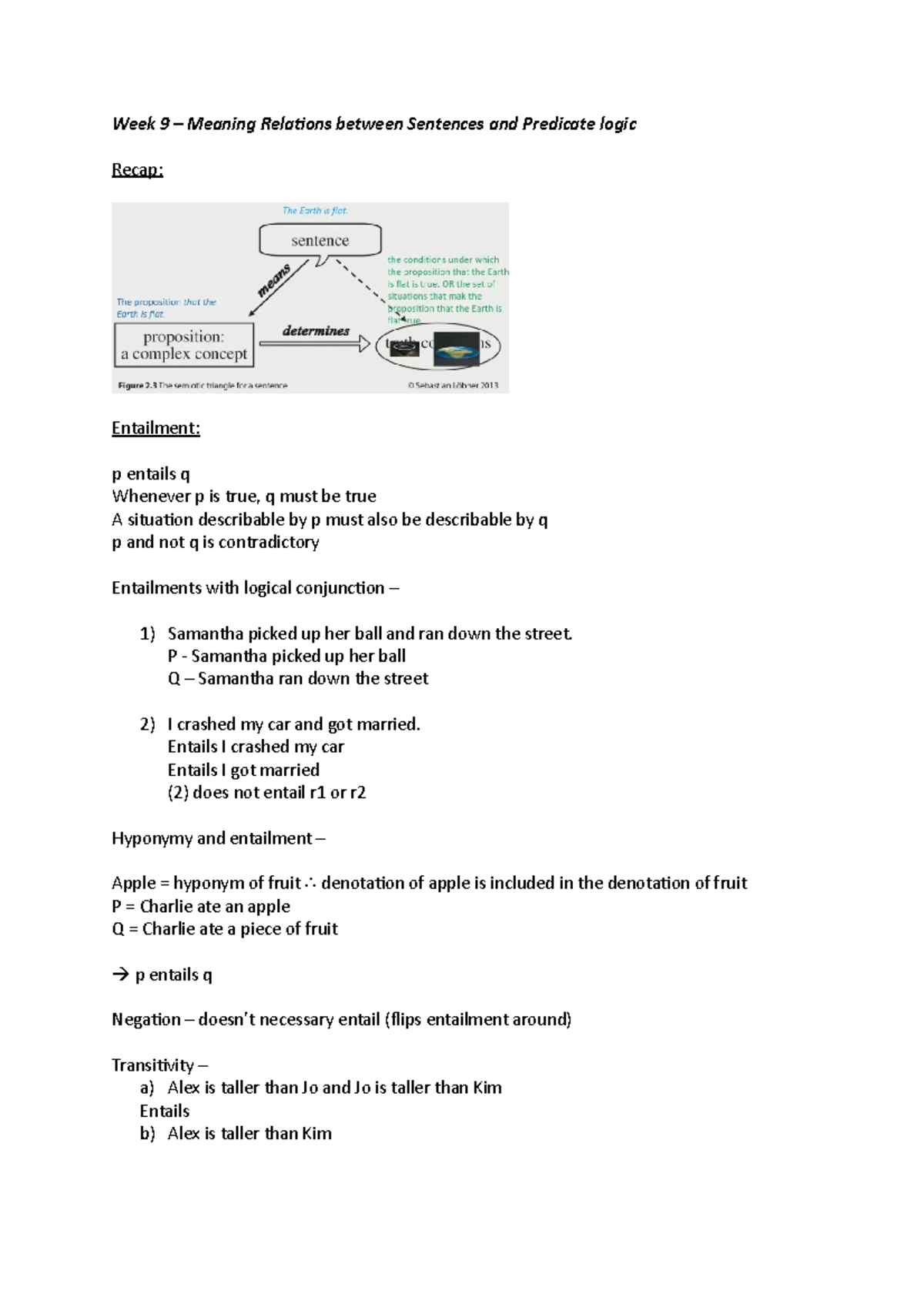 Week 9 - Meaning relations and Predicate Logic - Week 9 – Meaning Relations between Sentences ...