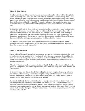 Case Vignettes - outline study guide - Case Vignettes Schizophrenia ...