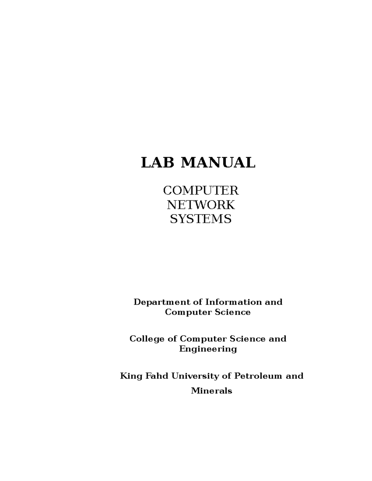 ICS342-Lab2 - fsdfasffsadf - LAB MANUAL COMPUTER NETWORK SYSTEMS ...