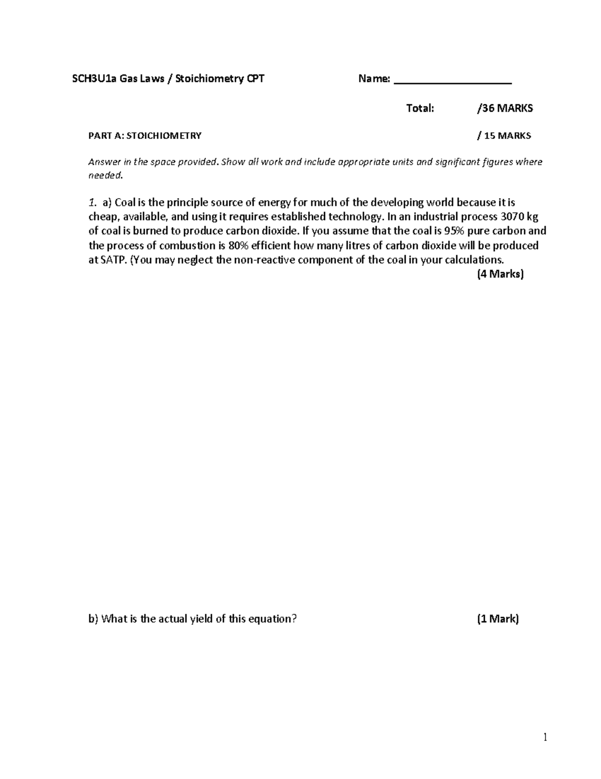 Gas Laws - Stoichiometrey CPT - 2021 - SCH3U1a Gas Laws / Stoichiometry ...