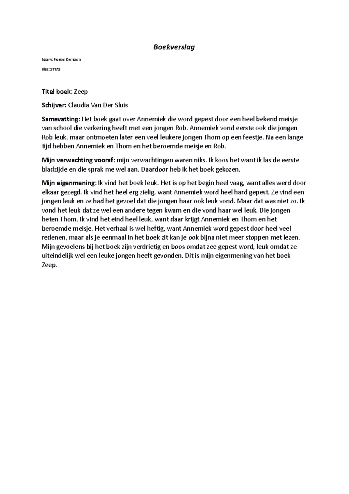 Boek verslag- Desktop- Onkekq 6 - Boekverslag Naam: Florien Dielissen ...