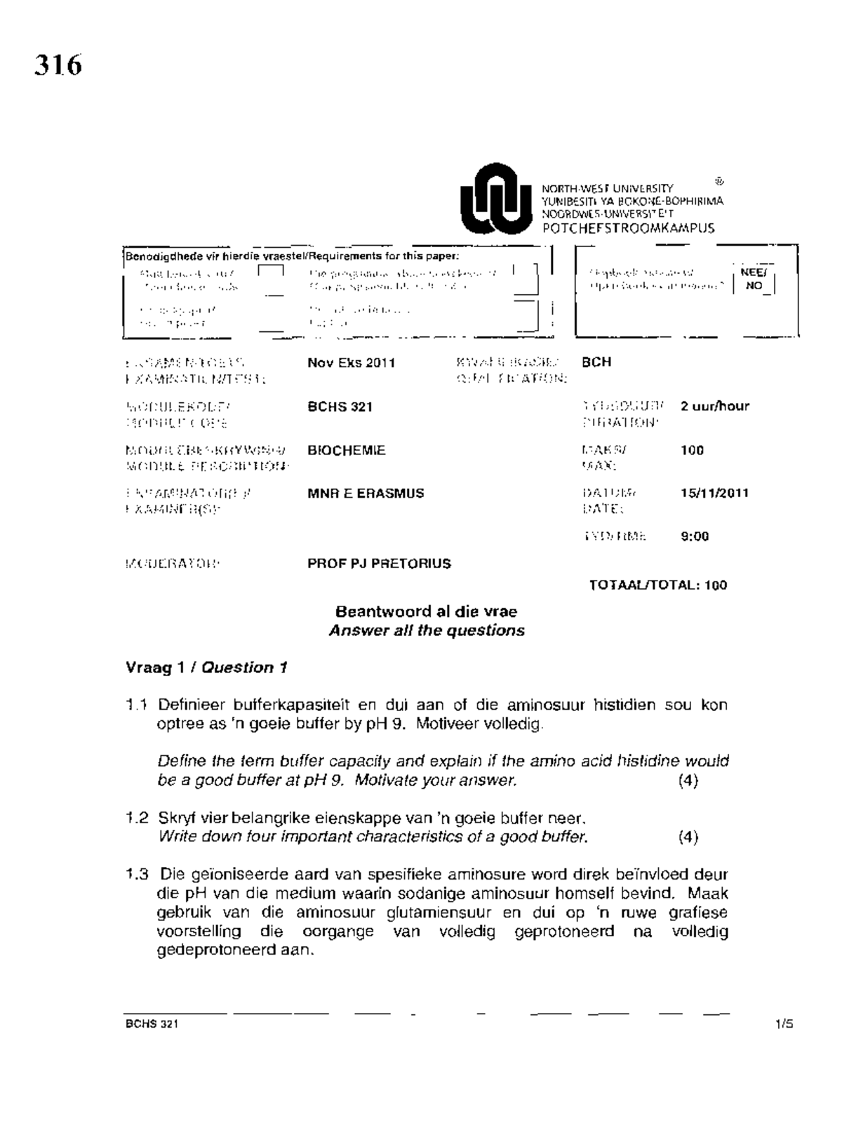 Bchs321 pcnov 2011 - NORTHWEST UNiVERSiTY YUNIBESIH YA BOKO',E ...