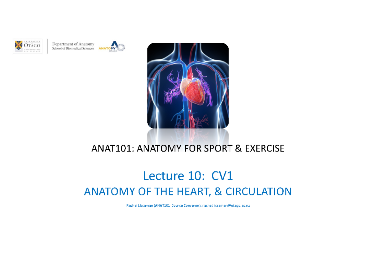 ANAT101 Lec 10 CV1 2024 Bb - ANAT101: ANATOMY FOR SPORT & EXERCISE ...