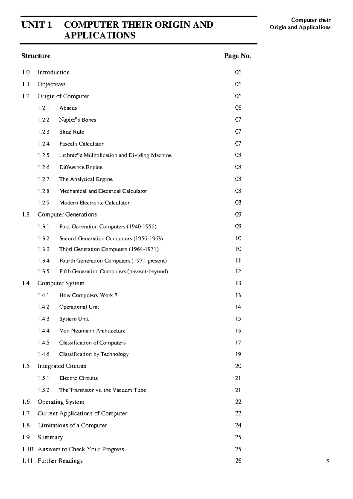 Unit 1 Introduction To Computer Unit 1 Computer Their Origin And Applications Computer Their