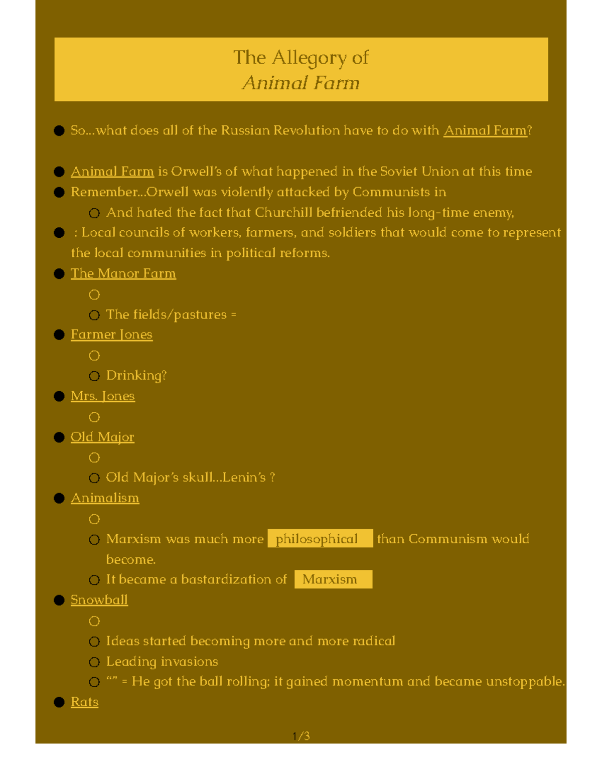 Mia Gisentaner - Notes: Allegory of Animal Farm - The Allegory of ...