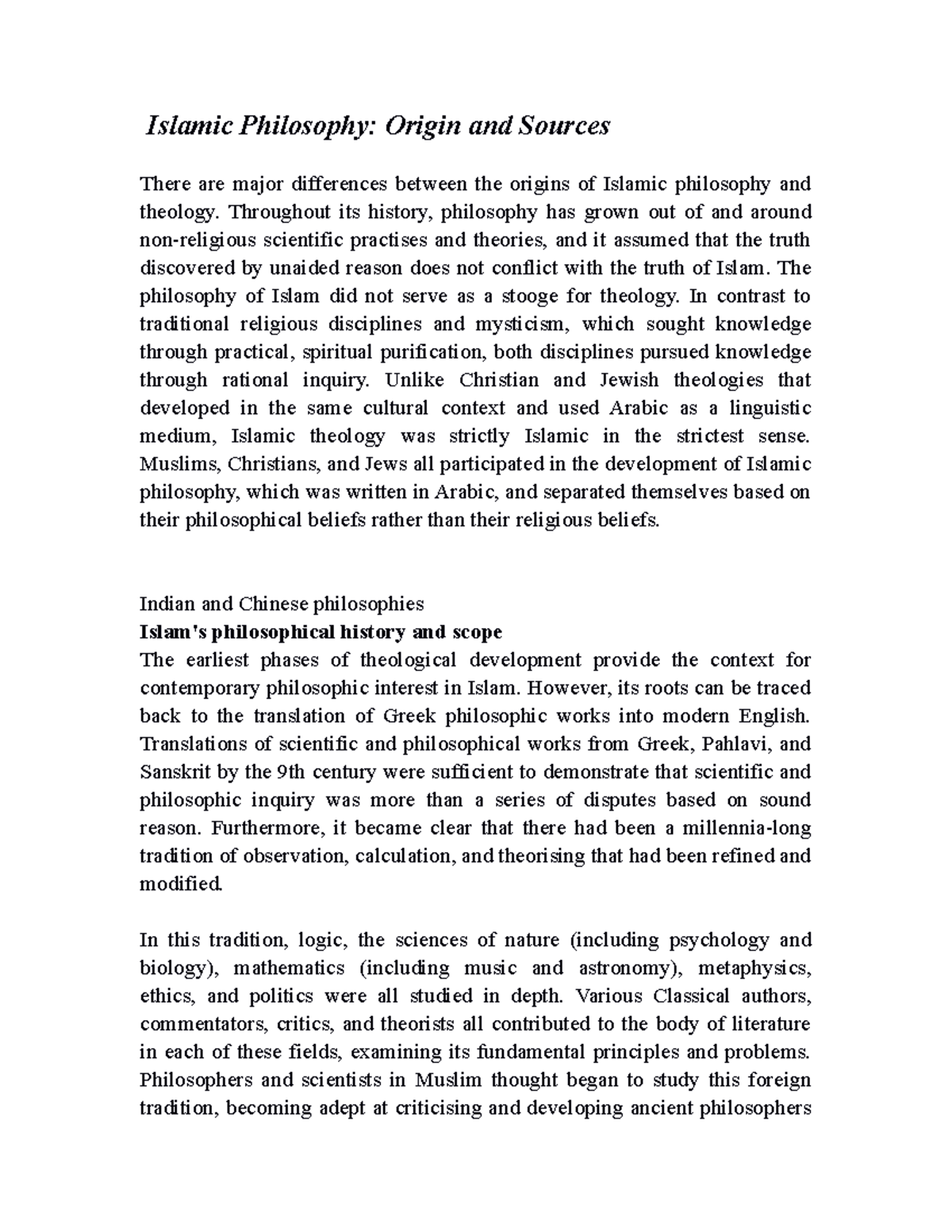 Islāmic Philosophy Origin and Sources - Islamic Philosophy: Origin and ...