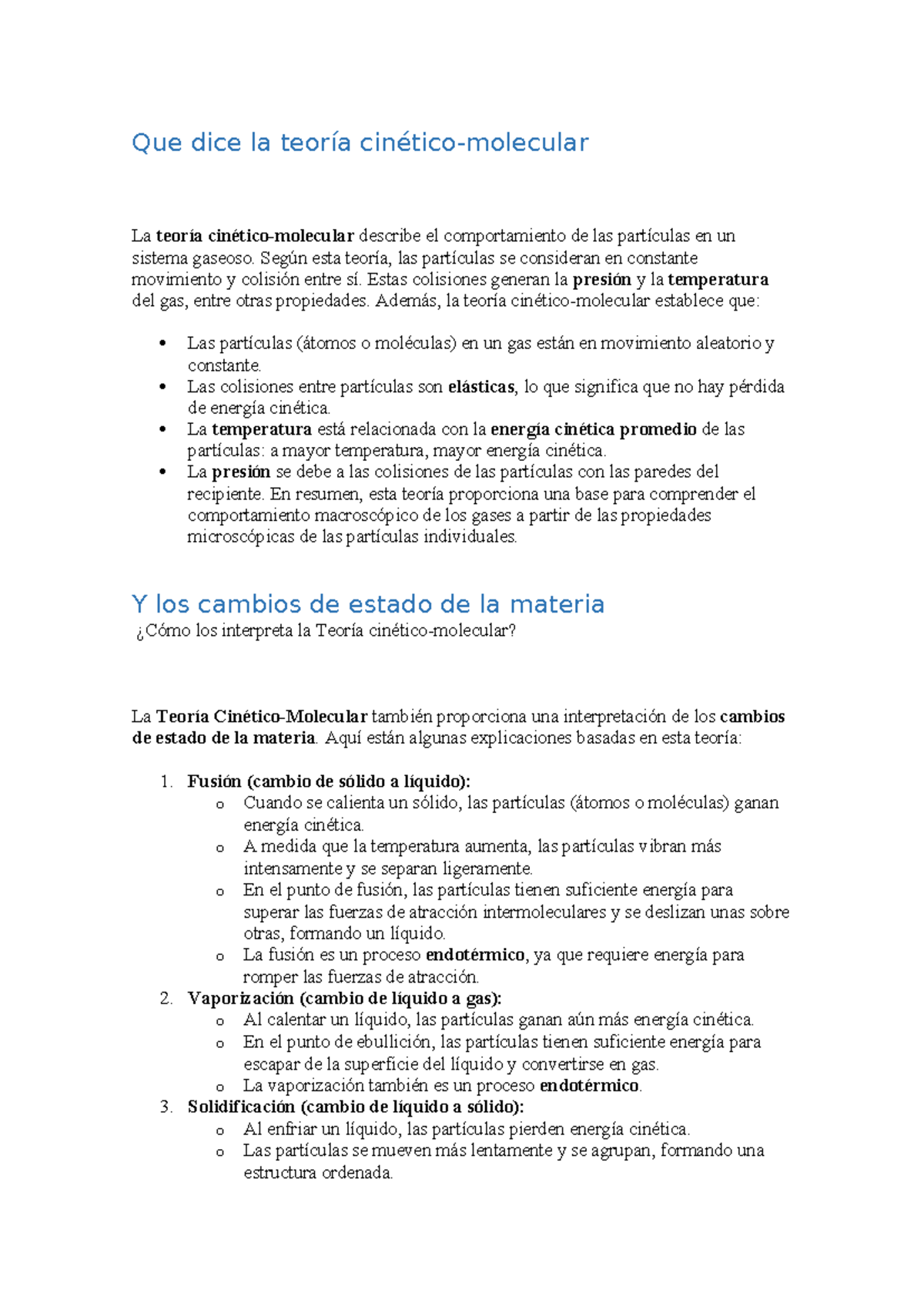 Que dice la teoría cinético-molecular - Que dice la teoría cinético ...