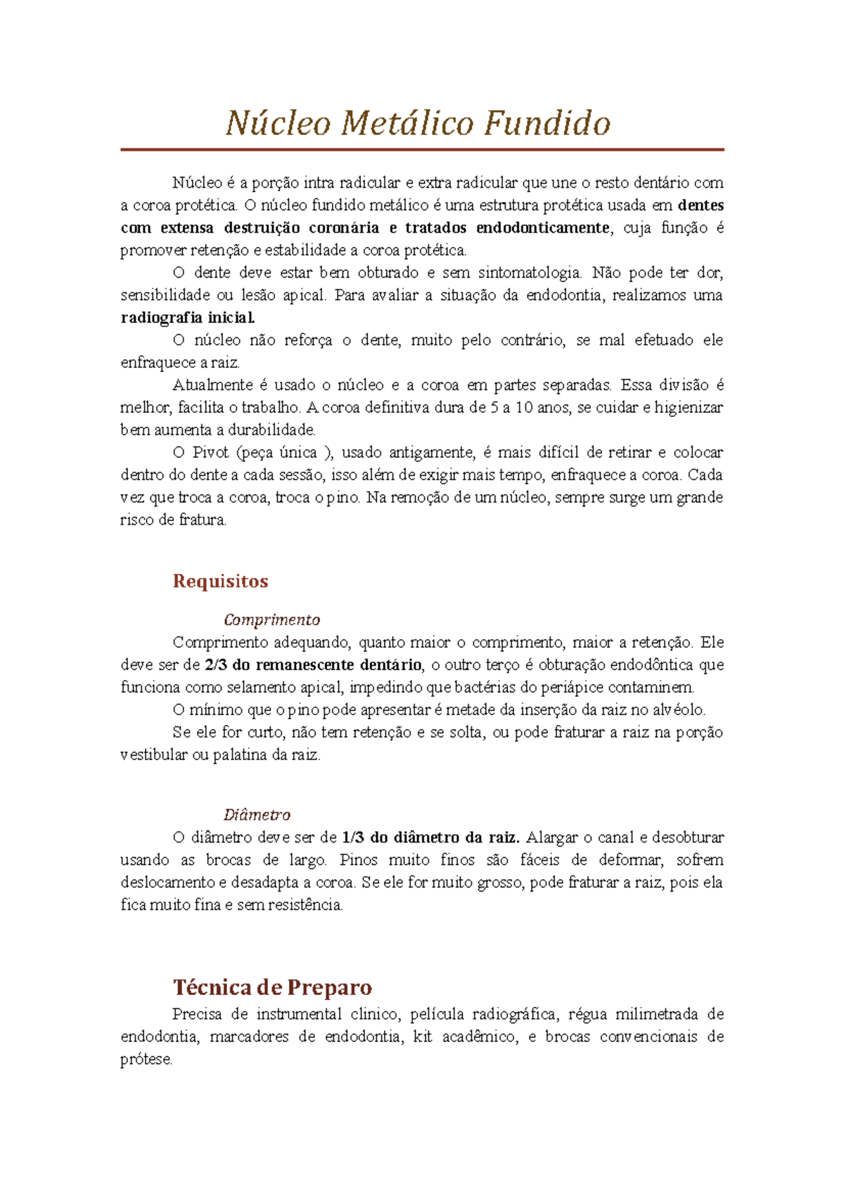 7 - Núcleo Metálico Fundido - Núcleo Metálico Fundido Núcleo é a porção ...