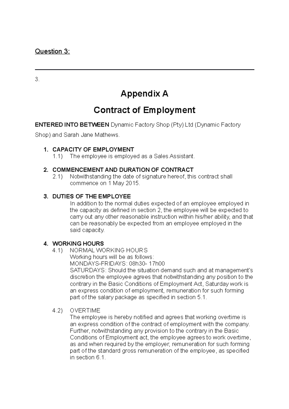 ICE 4 Industrial Relations (Q3 Assign) - Question 3: 3. Appendix A ...