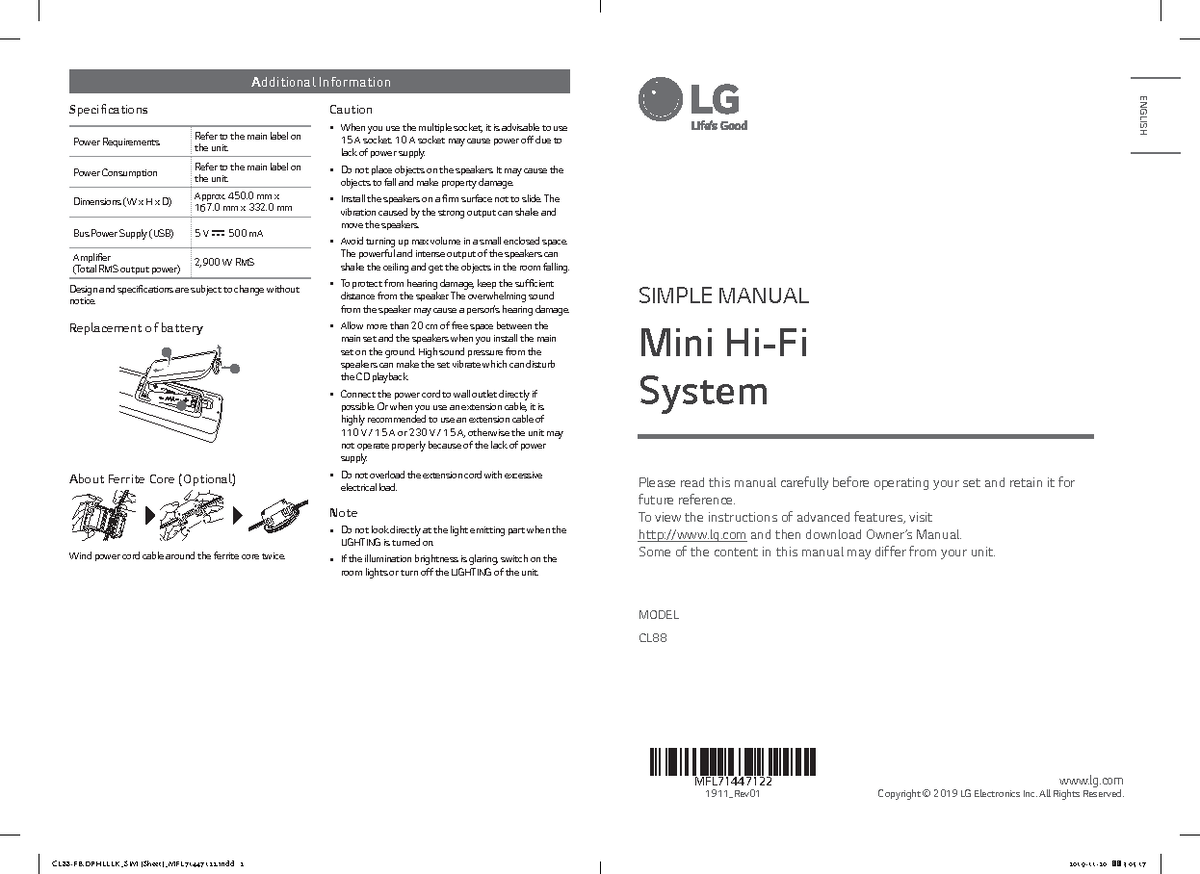 CL88-FB. Dphlllk SIM (Sheet) MFL71447122 2 - Additional Information ...