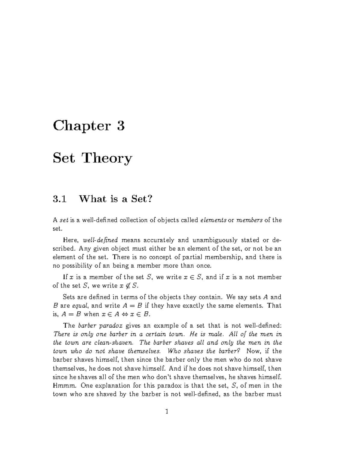 Sets - All about sets - Chapter 3 Set Theory 3 What is a Set? A set is a well-defined collection ...