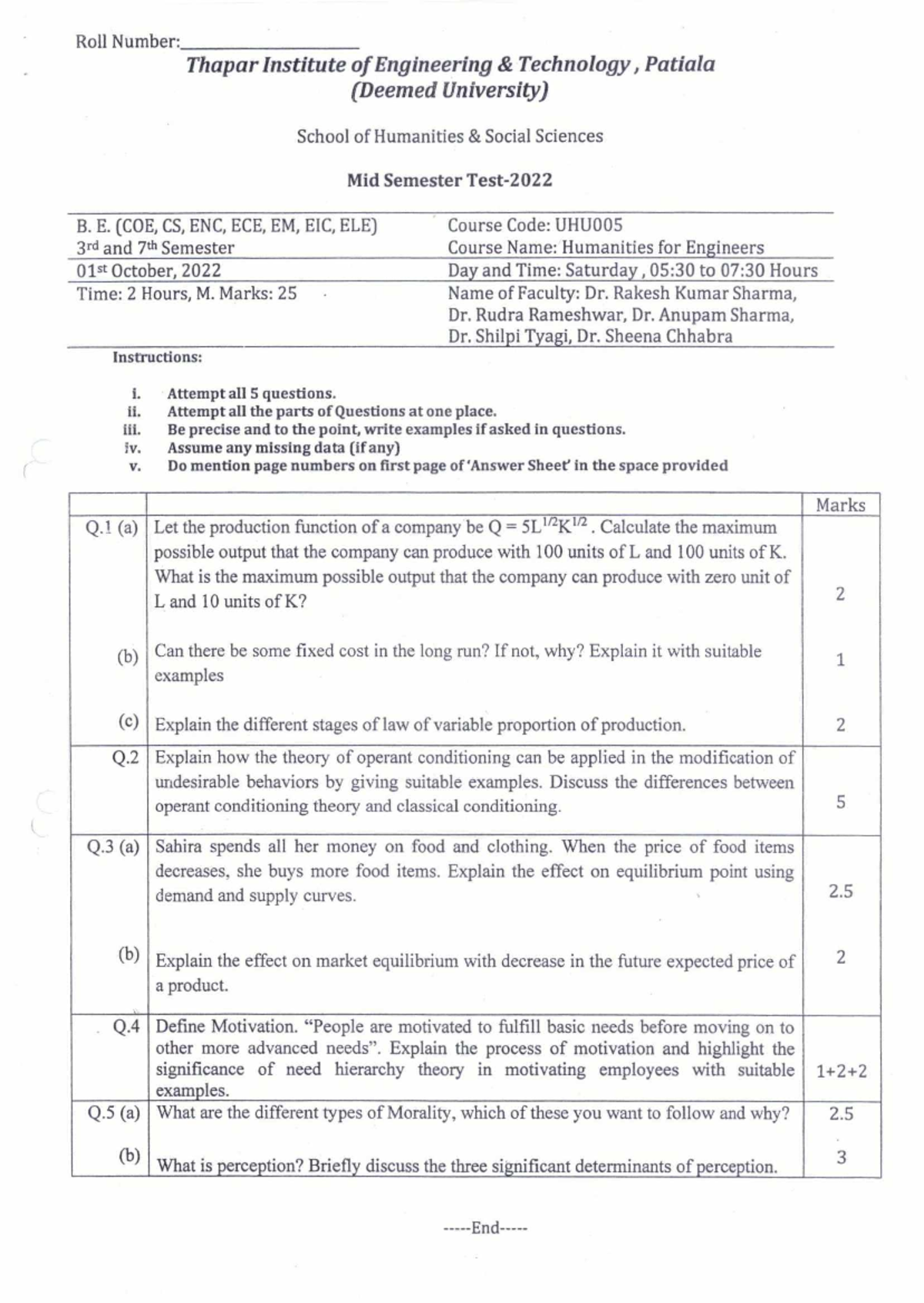 UHU005 - lab assignment - Roll Number: Thapar Institute of Engineering & Technology, Patiala ...