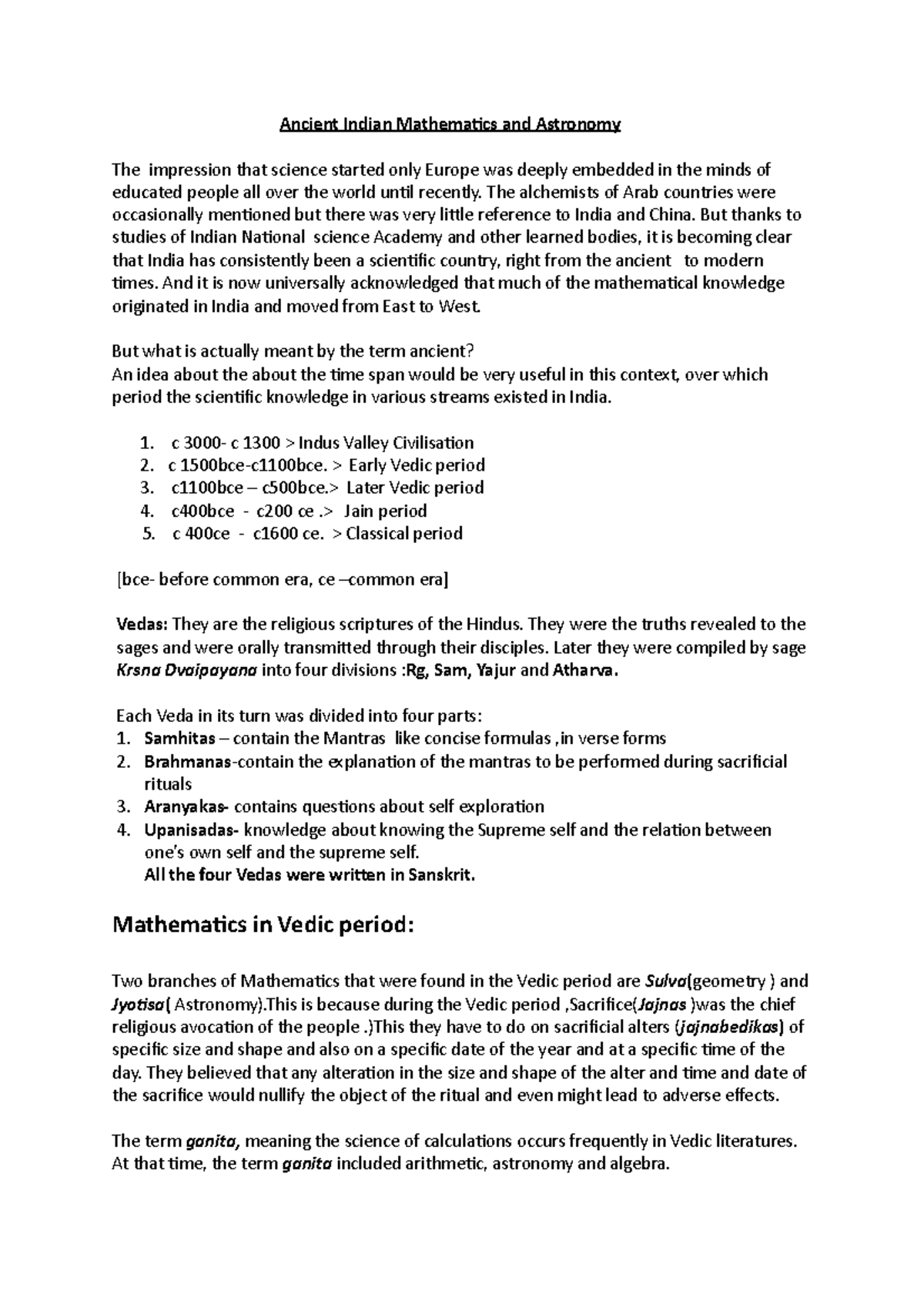 Module 3 A Ancient Indian Mathematics and Astronomy - Ancient Indian ...