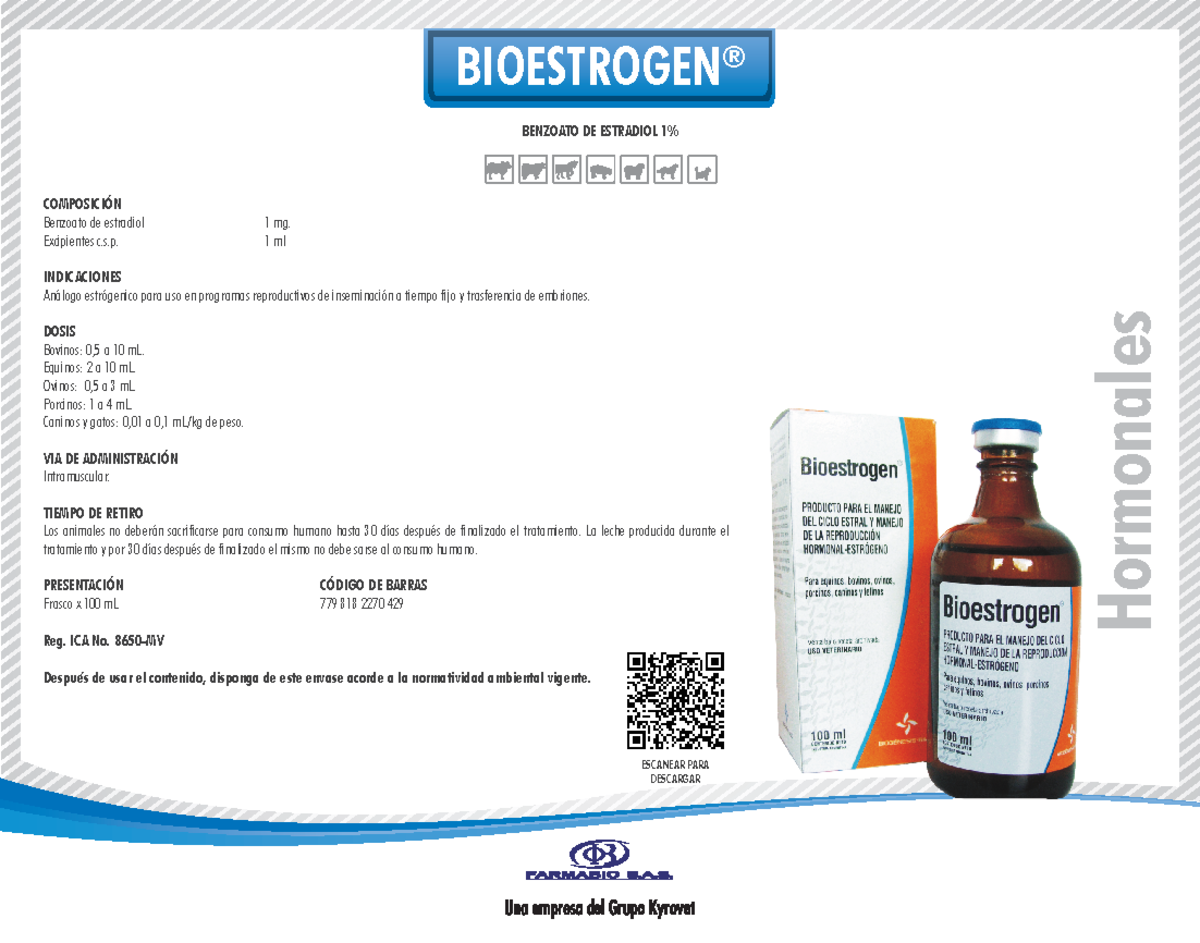 Fichas T- Hormonales - Farmabio - BENZOATO DE ESTRADIOL COMPOSICIÓN ...