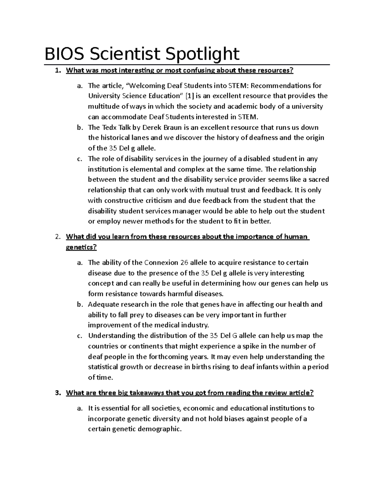 BIOS Scientist Spotlight 2 - BIOS Scientist Spotlight What was most ...