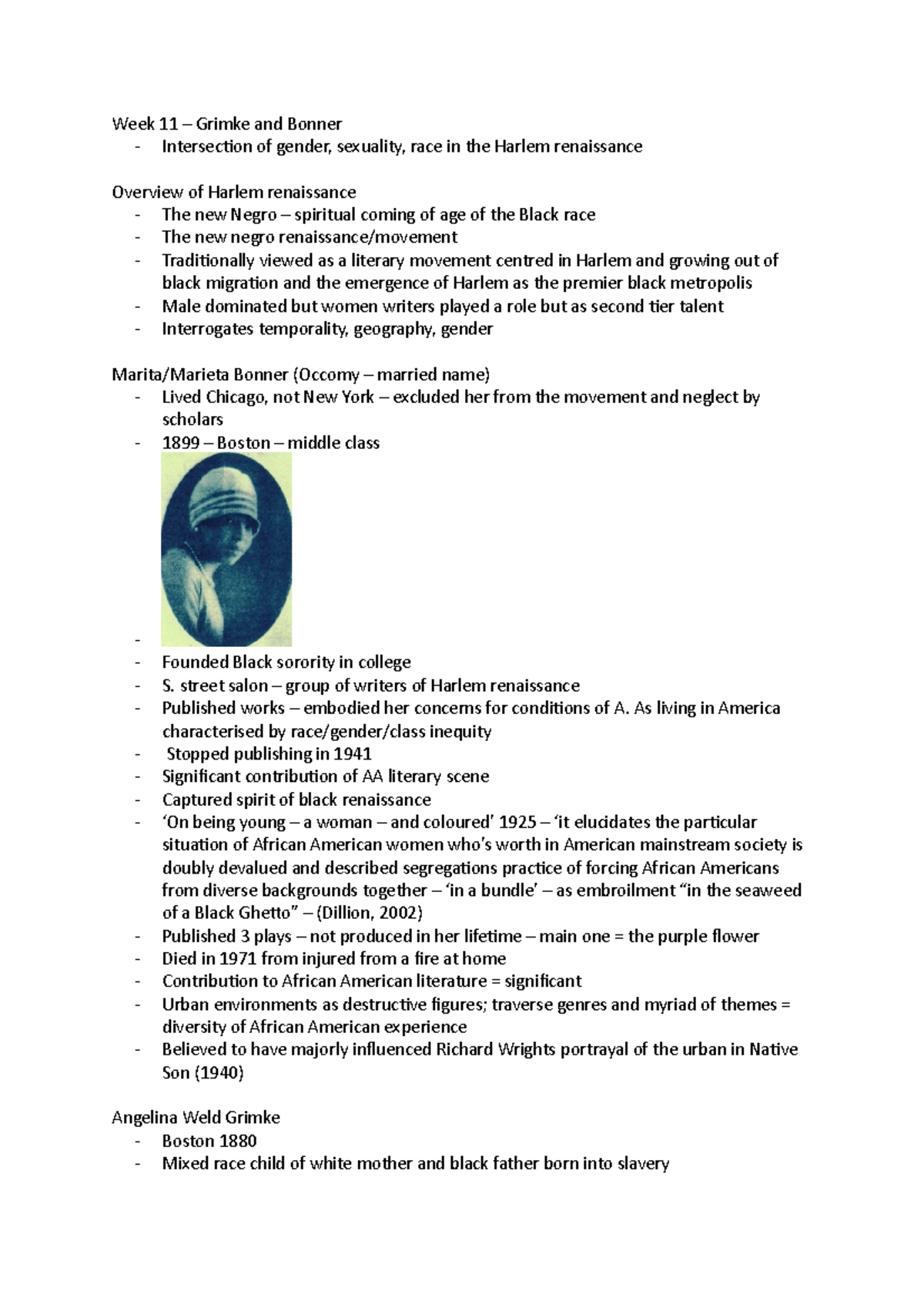 Wk 11 Grimke:Bonner - intersection of gender, sexuality, and race in ...