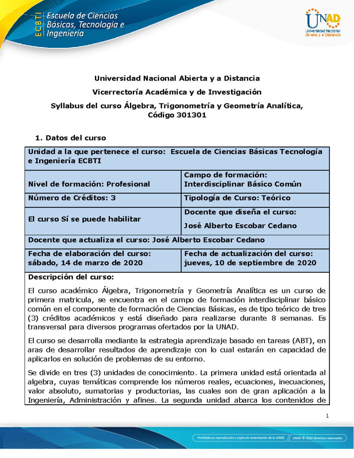 Syllabus De Curso Algebra Trigonometría Y Geometría Analítica Warning Tt Undefined Function