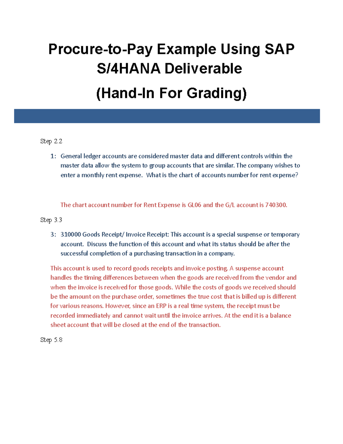 Sapassignmentanswer - SAP assignment homework answers - Procure-to-Pay ...