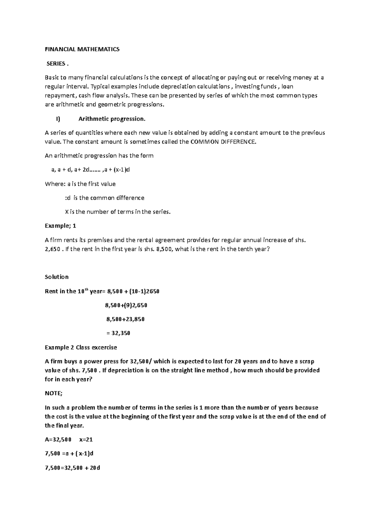 Series Financial Maths - FINANCIAL MATHEMATICS SERIES. Basic to many ...