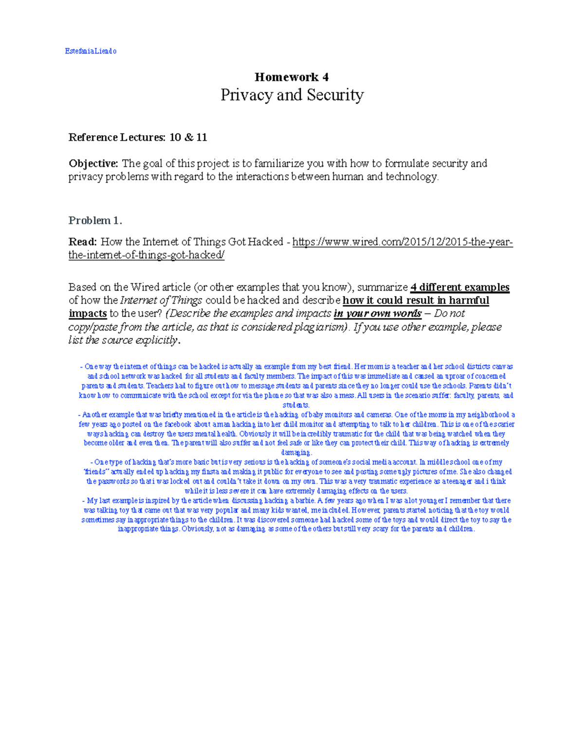 IST HW 4 - HW4 - Homework 4 Privacy and Security Reference Lectures: 1 ...