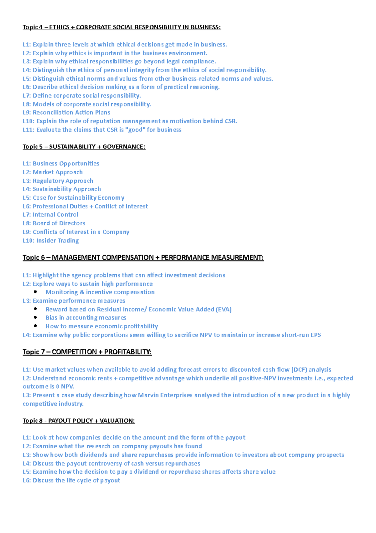 CF Learning Objectives - 025765 - Studocu