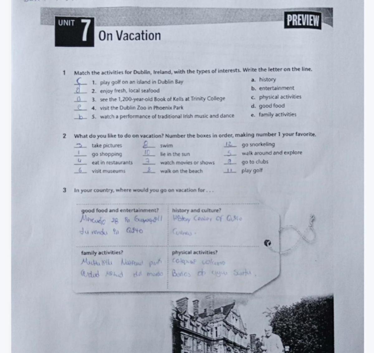 Lección 1 de inglés - Preocupación para parciales - UNIT 7 On Vacation ...