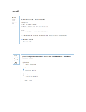 Modulo 15 y examen final - MODULO 15 ¿Cuál es la importancia de la literatura panameña? Todas ...