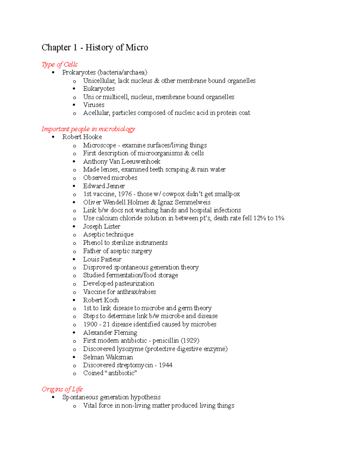 212 CH 1 - Lecture Notes 1 - Chapter 1 - History of Micro Type of Cells ...