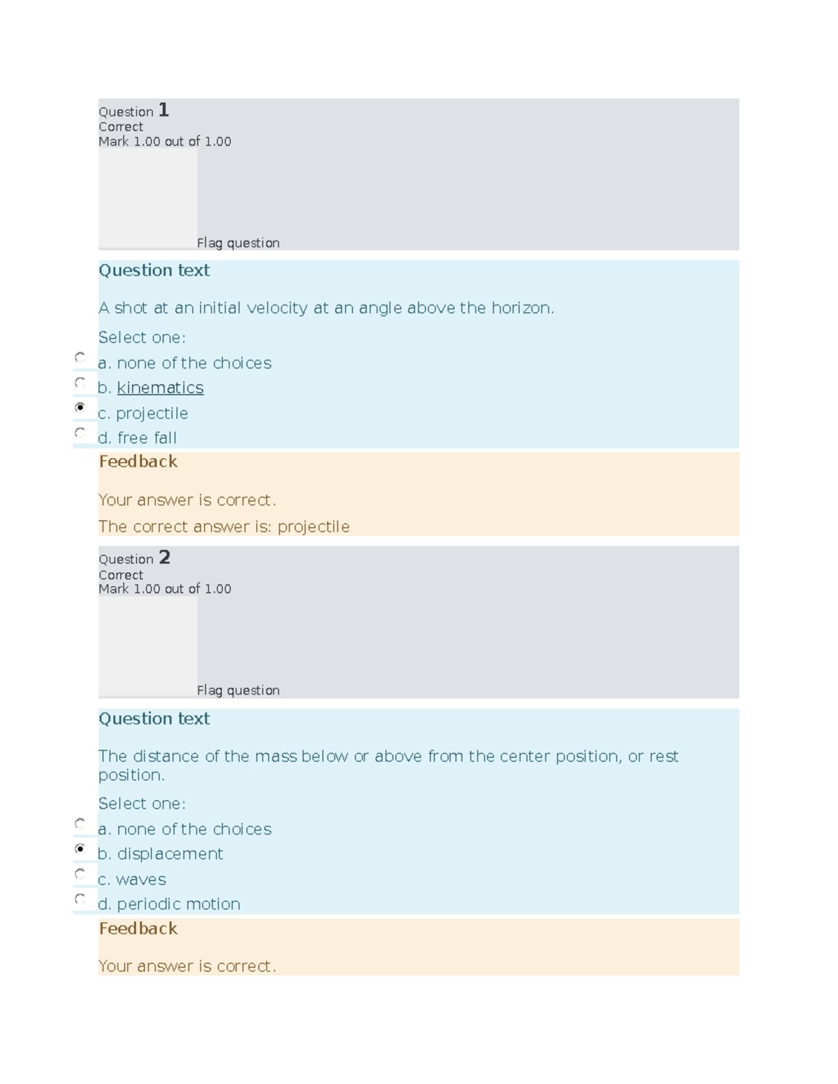 FINAL 17 March 2017, questions and answers - Question 1 Correct Mark 1 ...