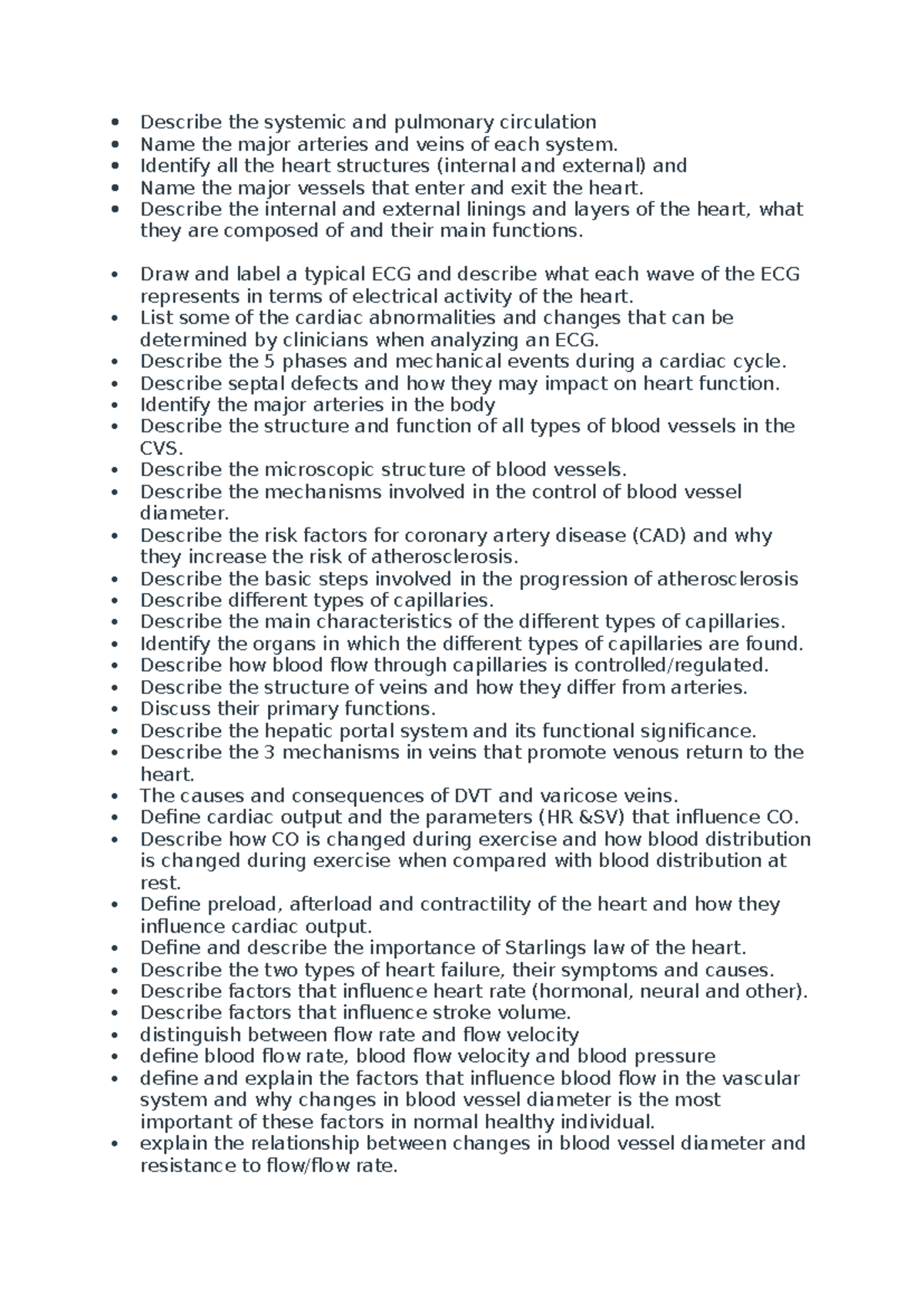 MID TRI ANAT Learning Goals - Describe the systemic and pulmonary ...