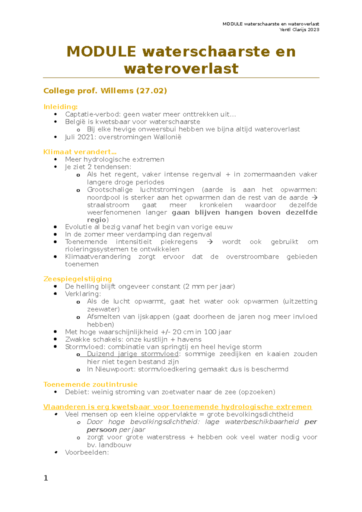 Module waterschaarste en wateroverlast - Yentl Clarijs 2023 MODULE ...