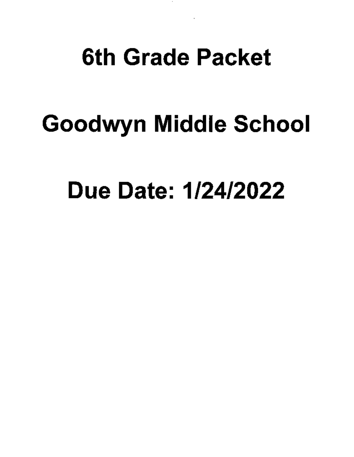 6th Grade Packet - Me Thera - 6th Grade Packet Goodwyn Middle School ...